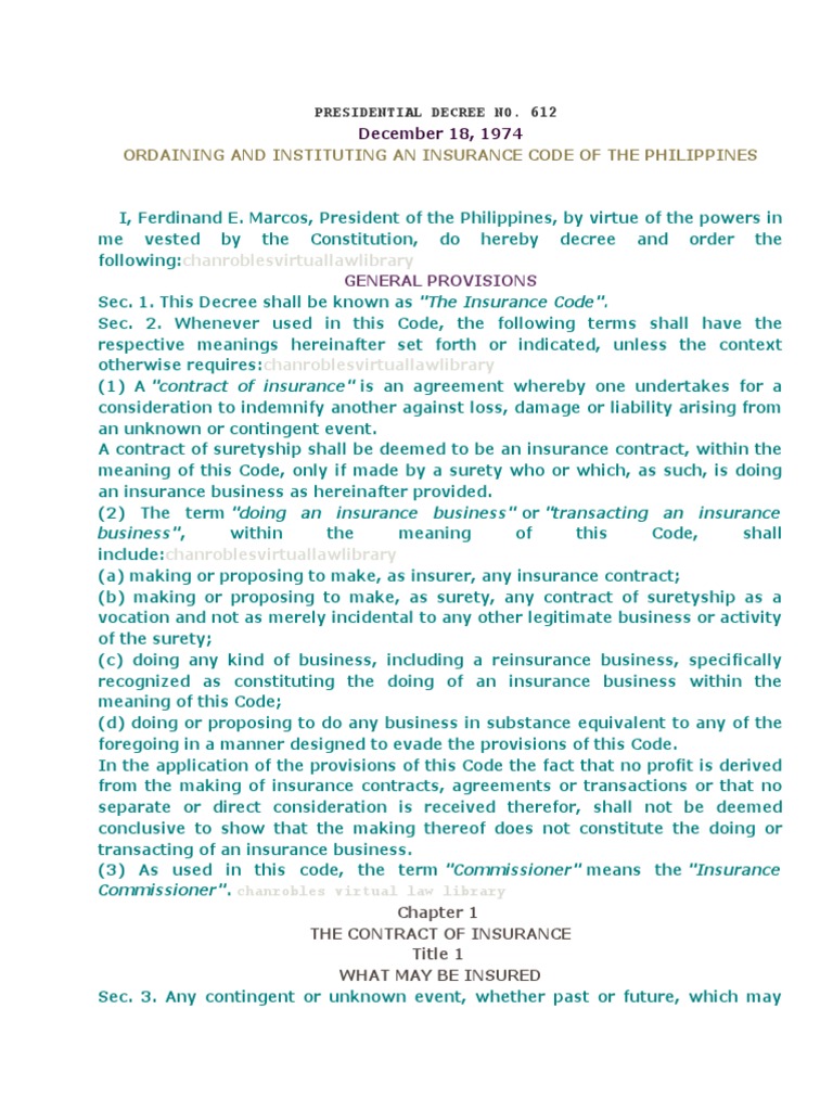 Insurance Code of Phil | PDF | Insurance | Rescission