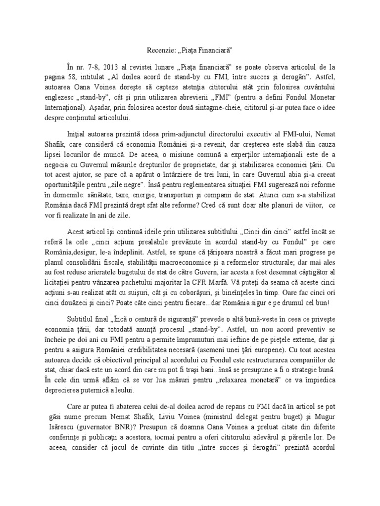 Recenzie Articol Economic 2013 | PDF