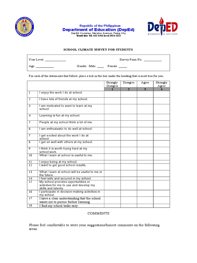 Student School Climate Survey | PDF