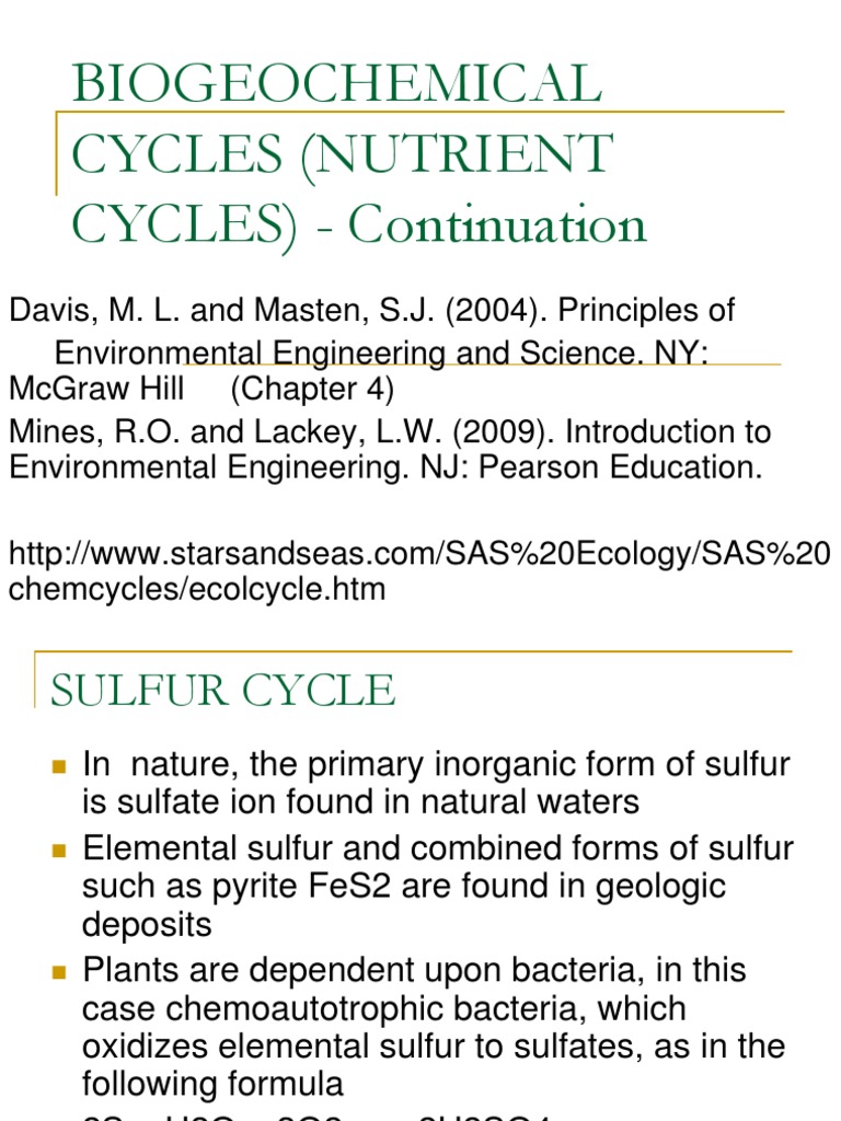 Biogeochemical Cycles (Nutrient CYCLES) - Continuation | PDF | Science ...