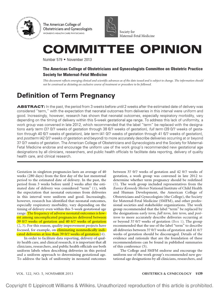 Definition of Term Pregnancy | PDF | Pregnancy | Obstetrics