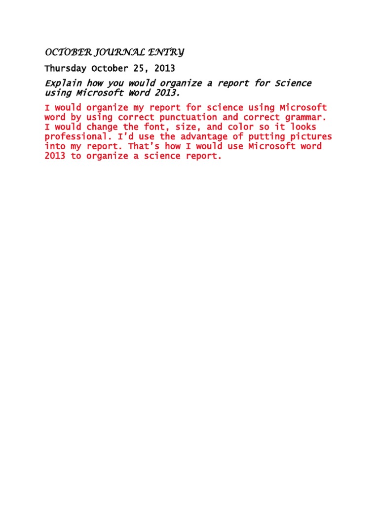 Organize Science Report in Word 2013 | PDF