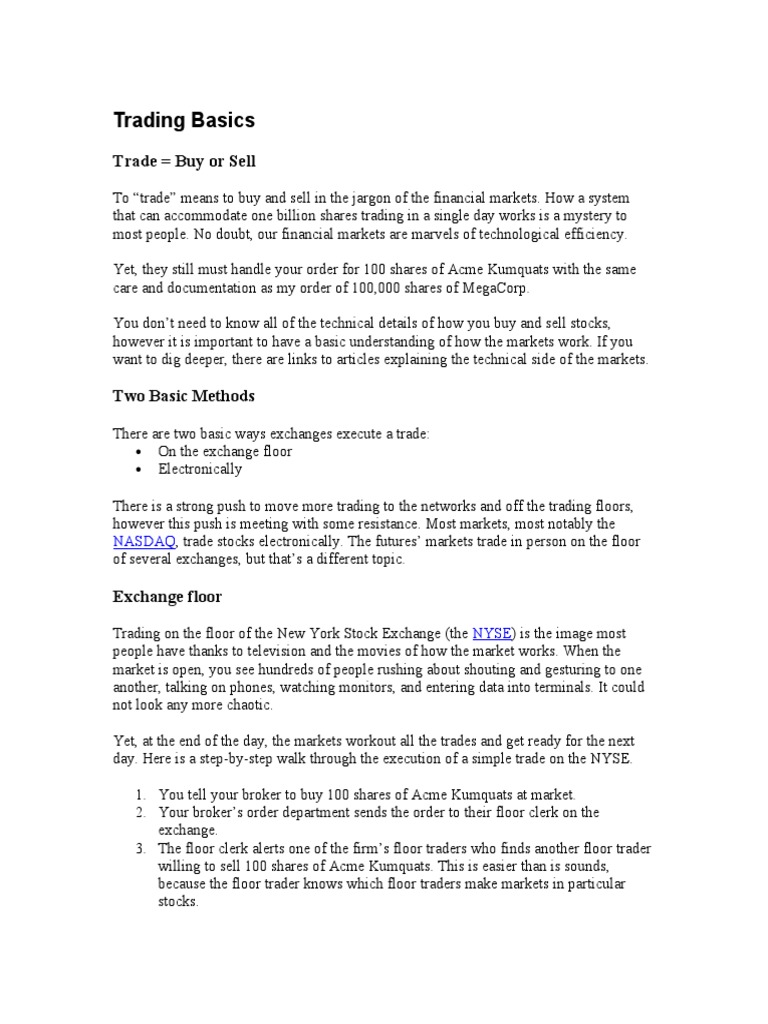 Trading Basics: Trade Buy or Sell | PDF | Stocks | Dividend