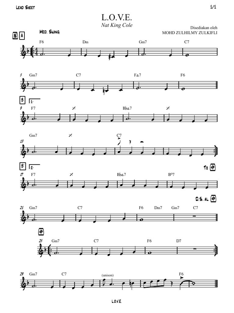 Lead Sheet - L.O.v.E. - Lead Sheet | PDF