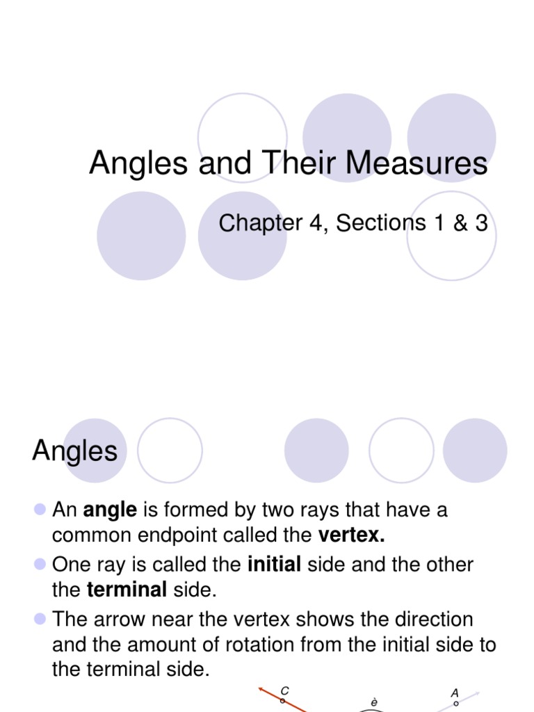 Angles and Their Measures: Chapter 4, Sections 1 & 3 | PDF | Business