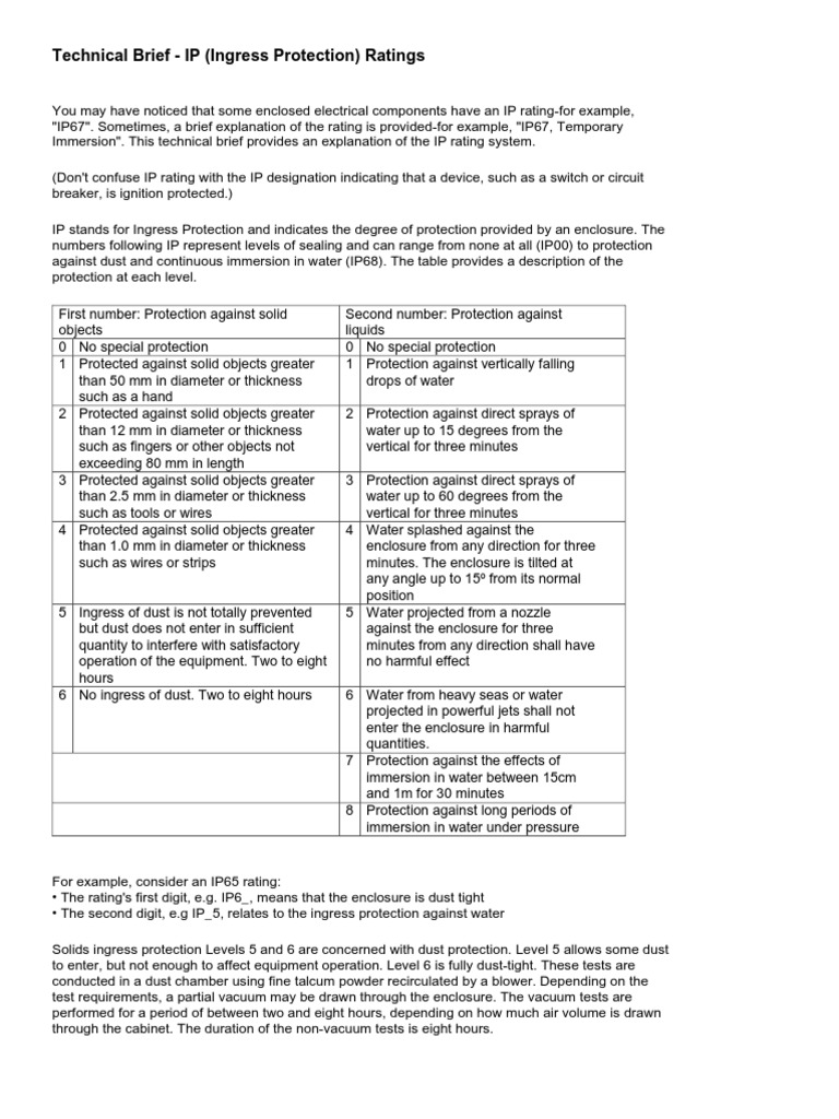 Understanding IP Ratings for Equipment | PDF | Engineering | Electrical ...