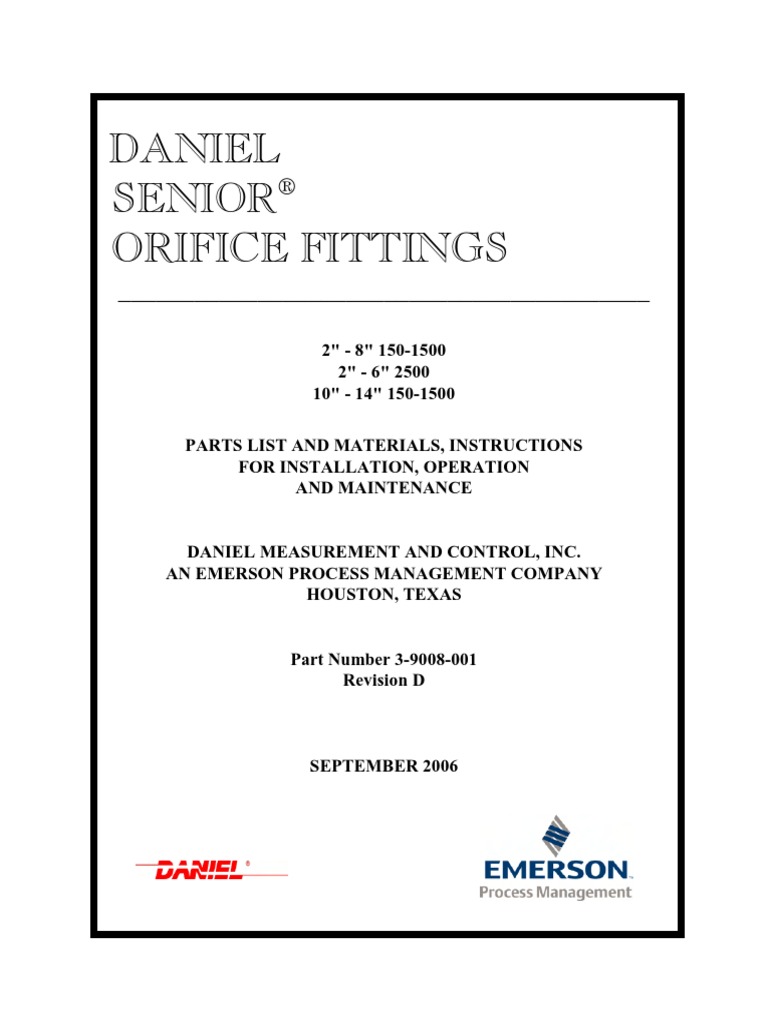 Daniel Senior Orifice Fittings
