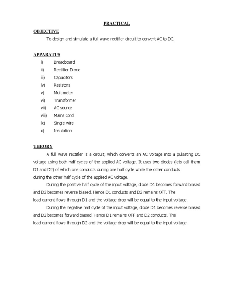 Physics Project On Full Wave Rectifier | Download Free PDF | Rectifier | Direct Current