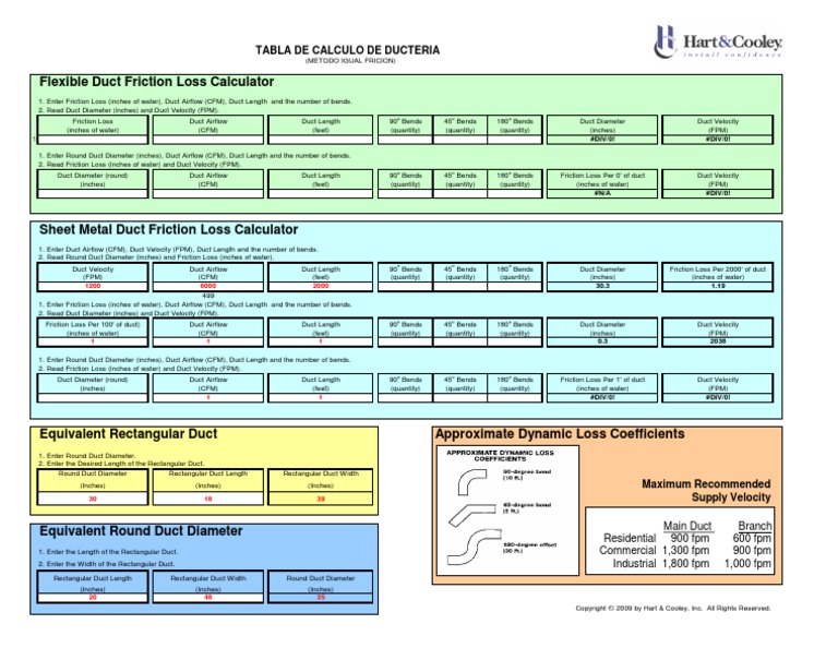 Flexible Duct Friction Loss Calculator: Tabla de Calculo de Ducteria ...