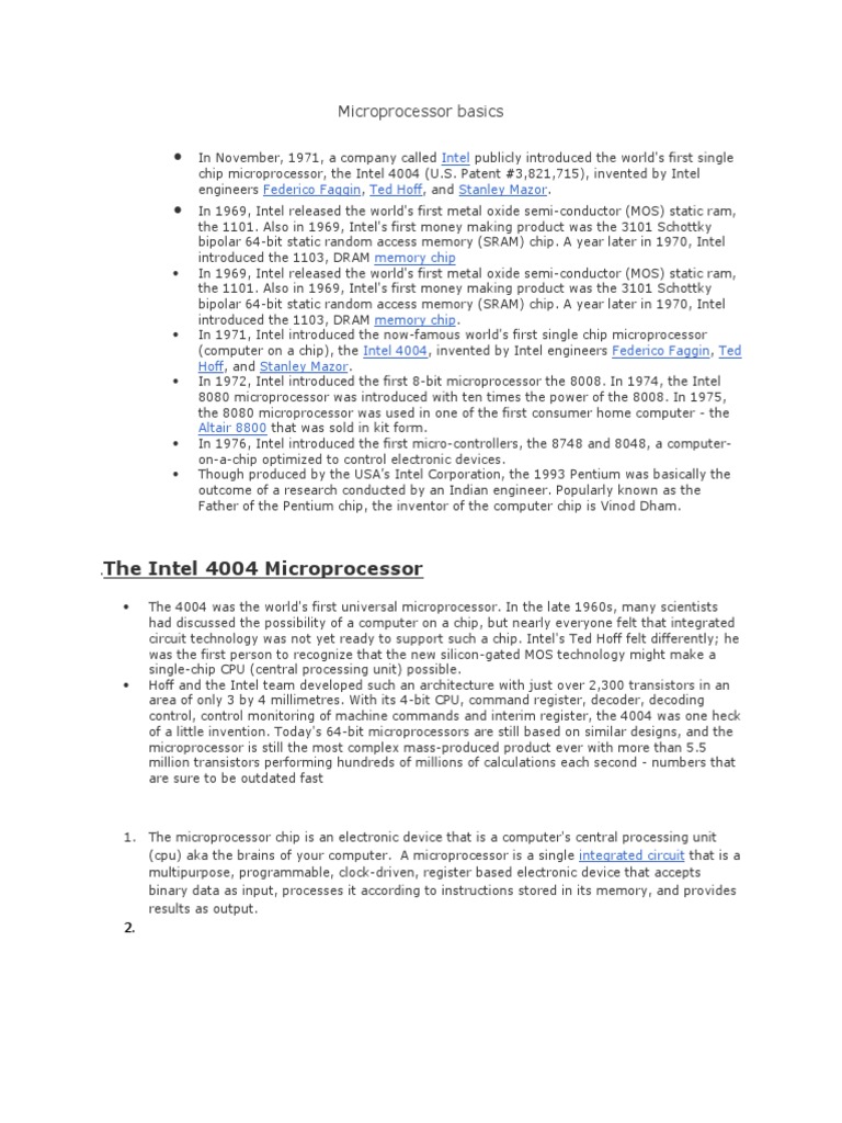 The Intel 4004 Microprocessor | PDF | Microprocessor | Intel