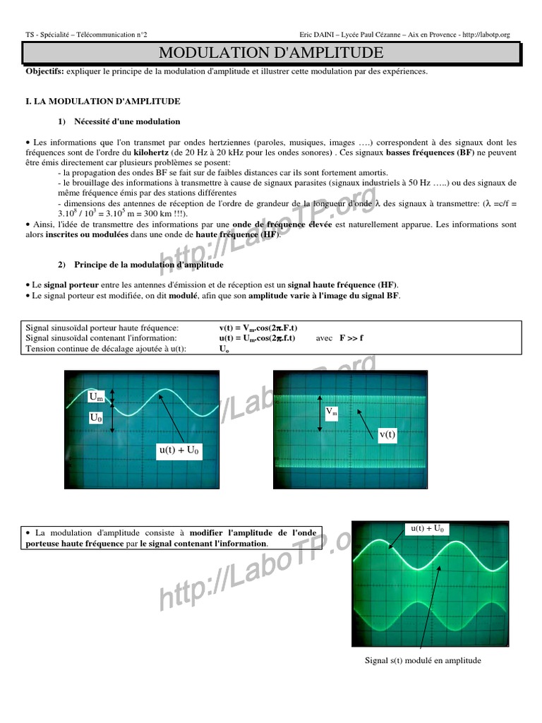 Modulation d'Amplitude : Principe et Expériences | PDF