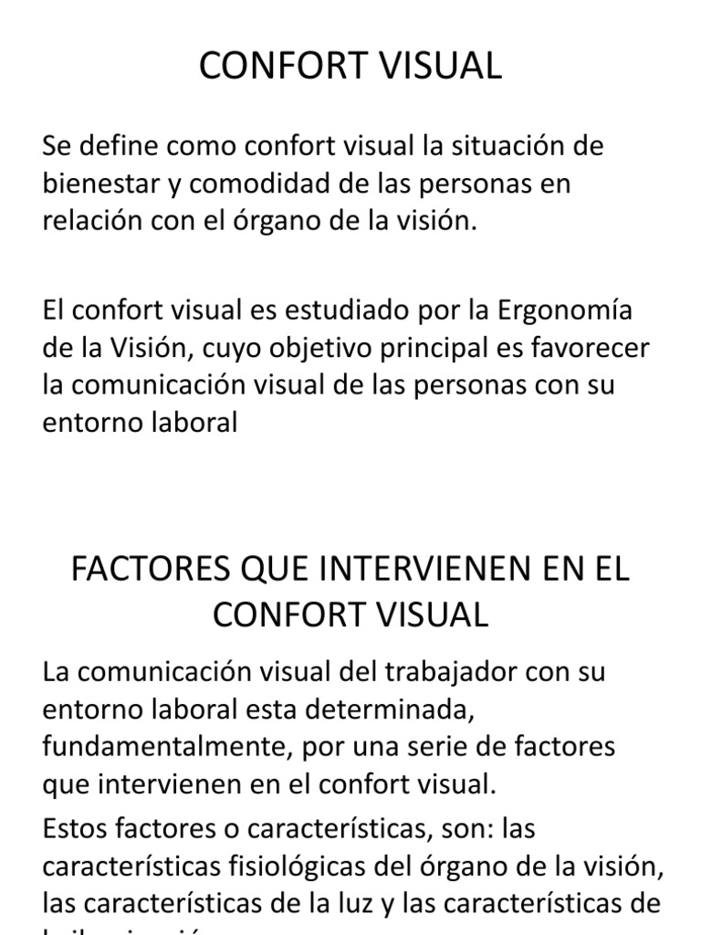 Factores del Confort Visual Laboral | PDF | Encendiendo | Color