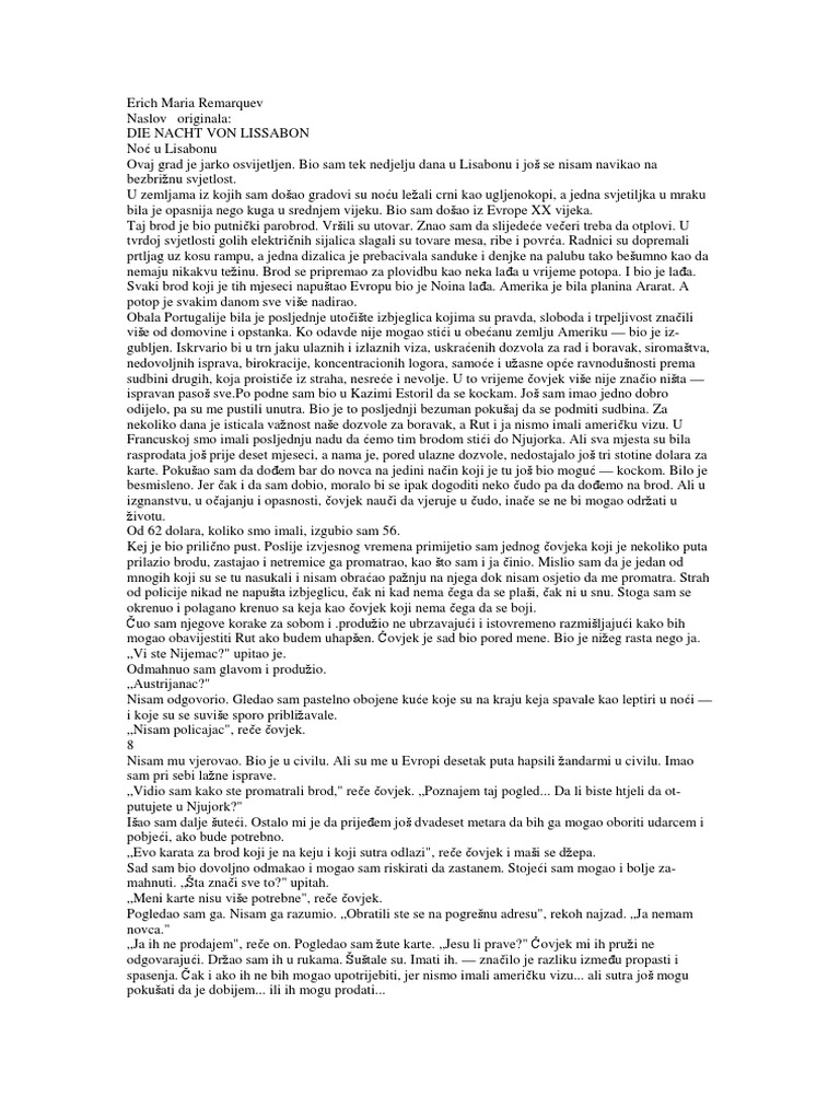 Erih Maria Remark - Noc U Lisabonu | PDF