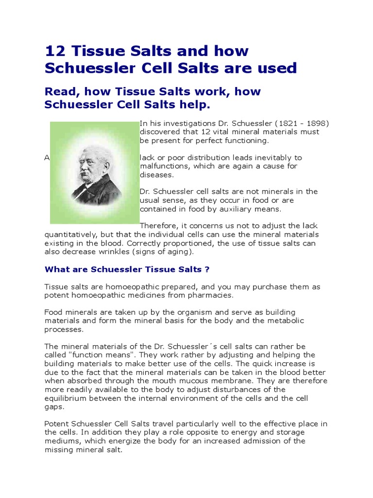 Tissue Salts and How Schuessler Cell Salts Are Used | Calcium | Sodium Chloride