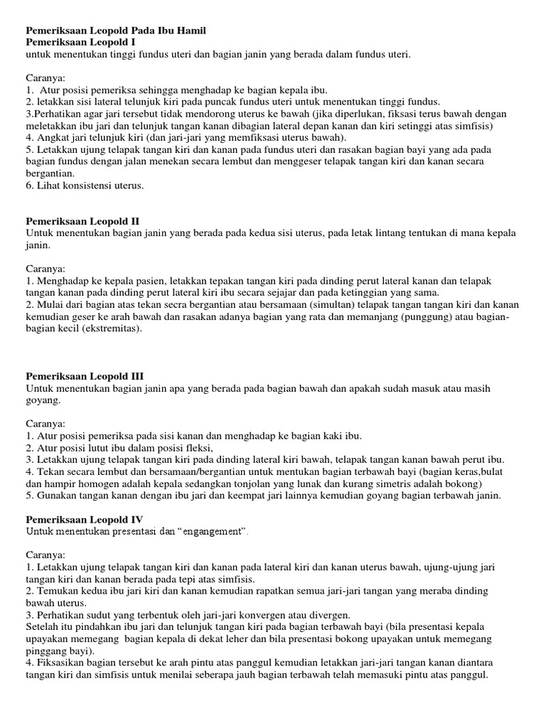 Pemeriksaan Leopold Pada Ibu Hamil | PDF