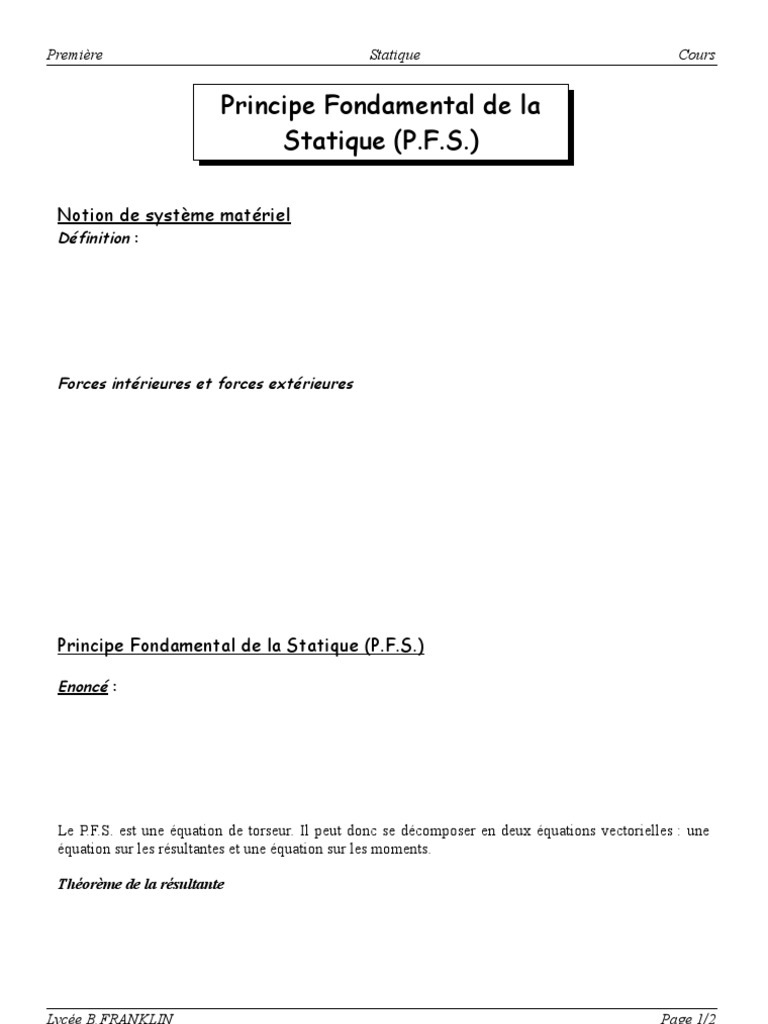 Introduction à la Statique | PDF | Analyse mathématique | Physique appliquée et interdisciplinaire