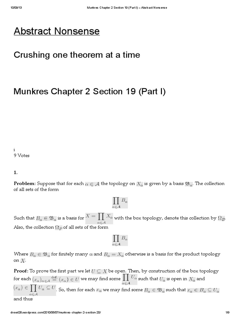 Munkres Chapter 2 Section 19 Solutions | PDF | Continuous Function | Sequence