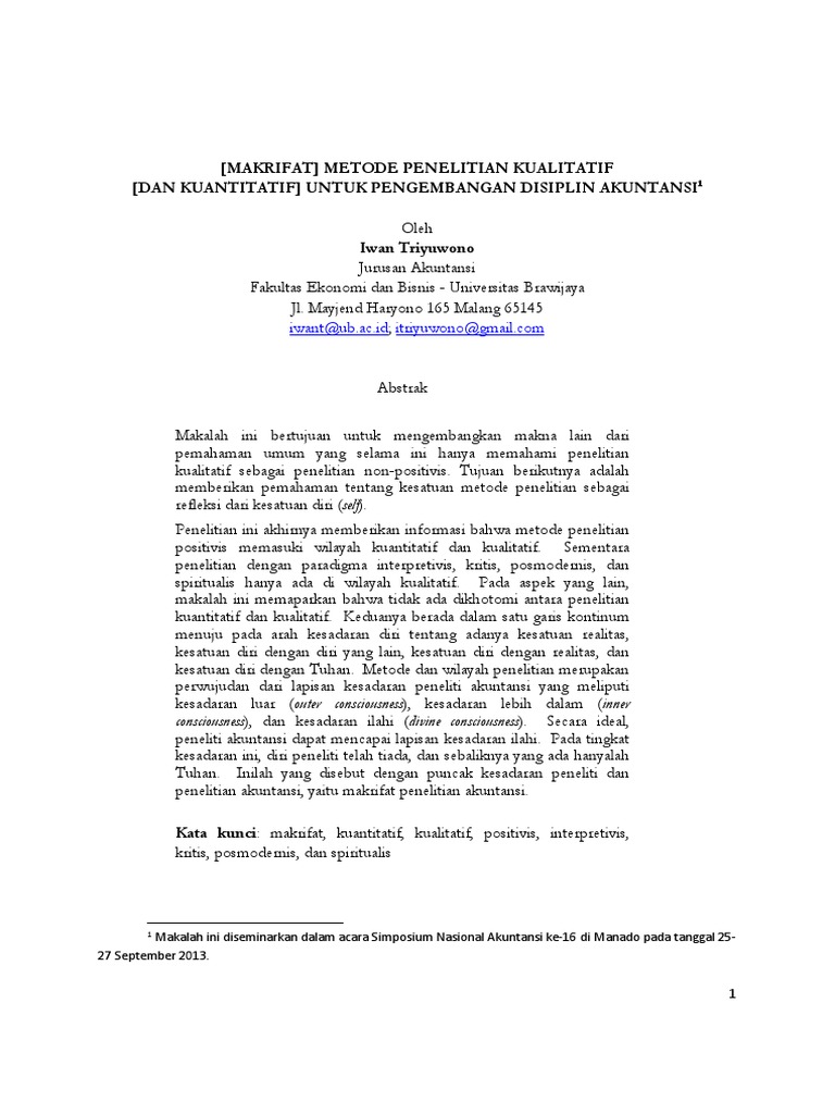 Artikel Makrifat Metode Kualitatif Iwan Triyono | PDF