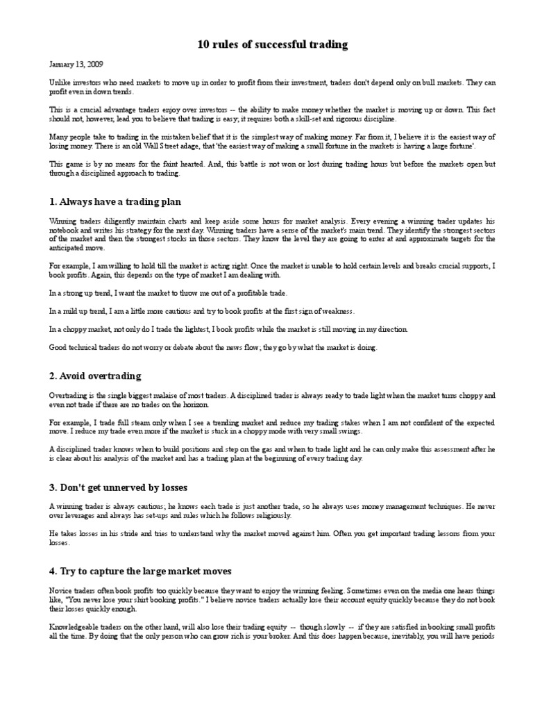 10 Rules of Successful Trading | PDF | Futures Contract | Market Trend