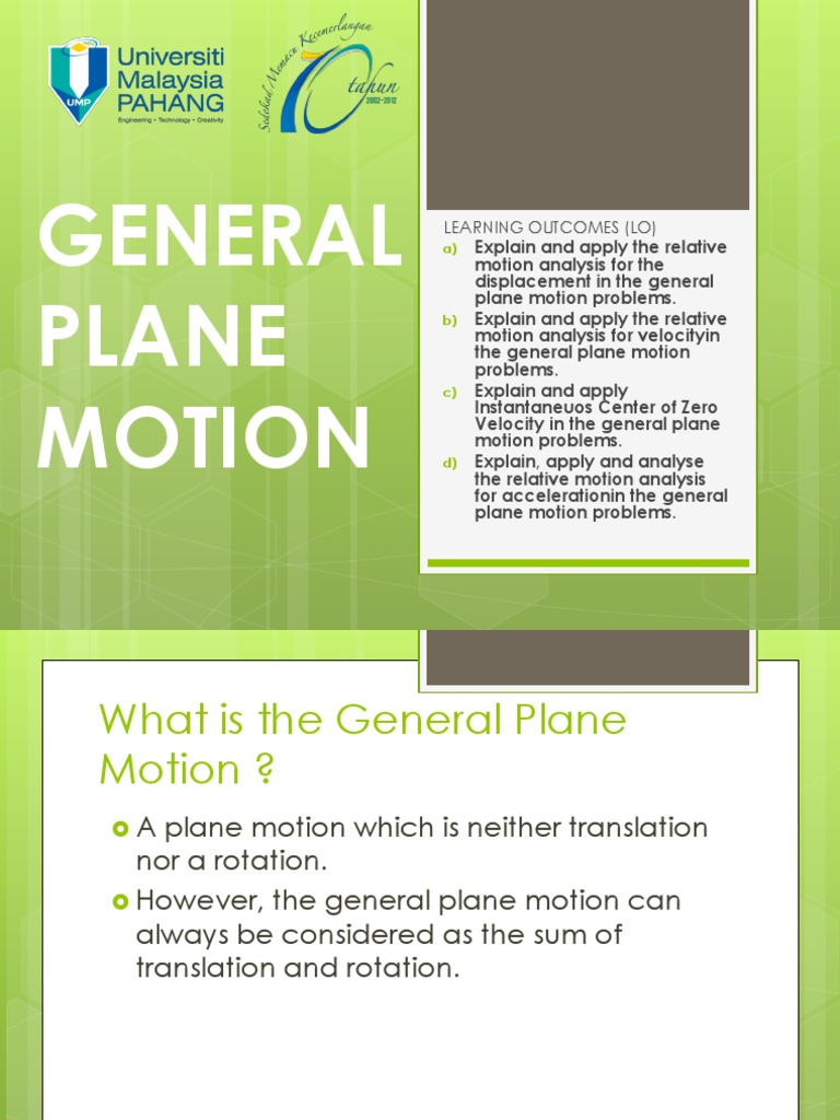 General Plane Motion | PDF | Velocity | Mass