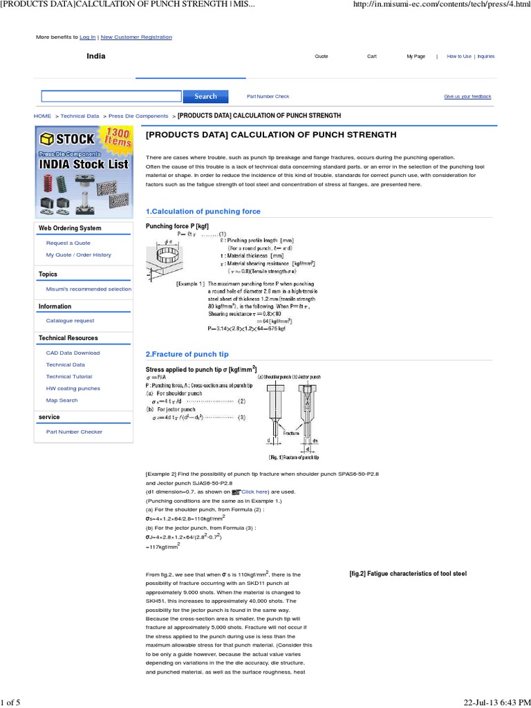 (Products Data) Calculation of Punch Strength - Misumi, The Catalog ...