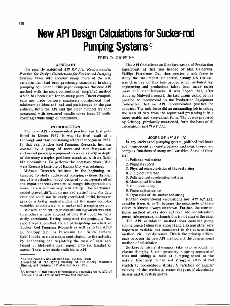 New API RP 11L for Sucker-Rod Design | PDF | Prediction | Pump