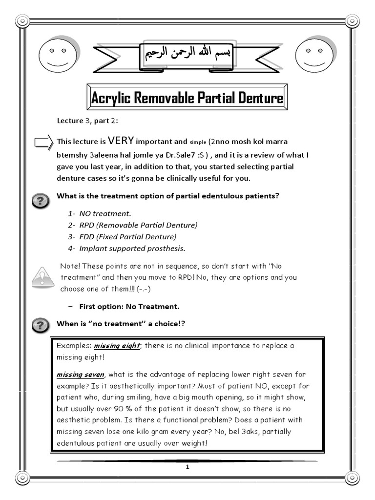 (3b) Acrylic RPD | PDF | Dentures | Dental Implant