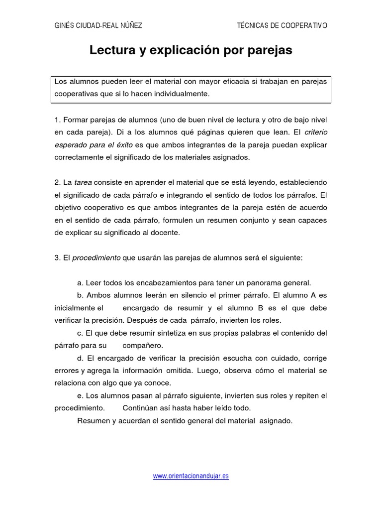 Lectura Cooperativa en Parejas | PDF | Epistemología | Cognición
