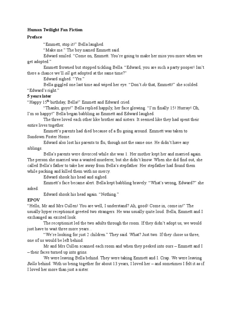Human Twilight Fan Fiction Preface | PDF | Twilight (Novel Series ...