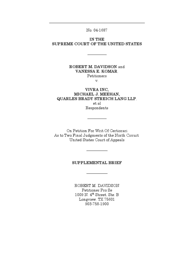 Supplemental Brief | PDF | State Court (United States) | Supreme Court ...