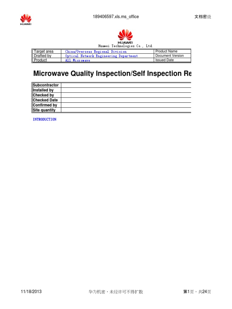 XXXX Project Microwave Quality Inspection Report V2.1 | PDF | Antenna ...