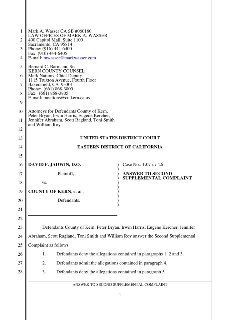 31 Pleading - Answer To SSC | PDF | Affirmative Defense | Complaint