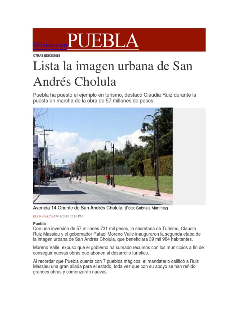 17-11-2013 Milenio - Com - Lista La Imagen Urbana de San Andrés Cholula | PDF | Política ...