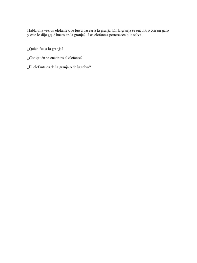 Cuento del Elefante en la Granja | PDF