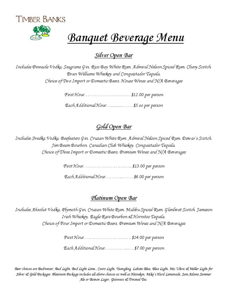 Beverage Menu | PDF | Bar (Establishment) | Drink