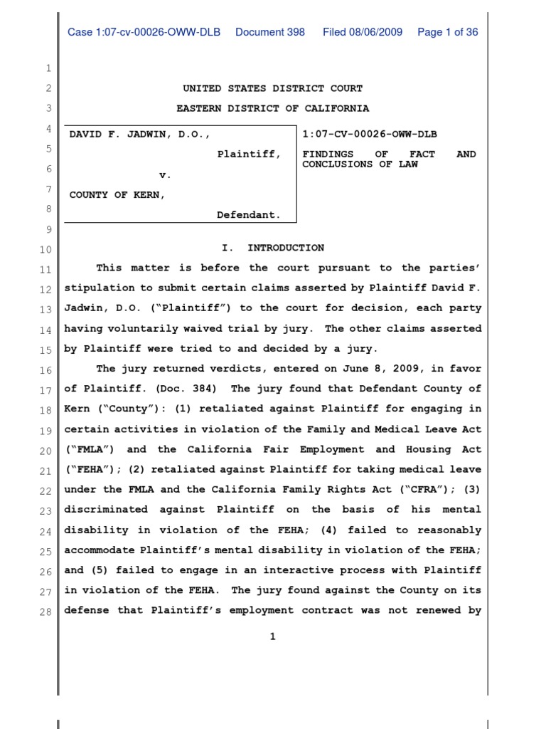 398 ORDER Bench Trial | PDF | Standing (Law) | Fourteenth Amendment To ...