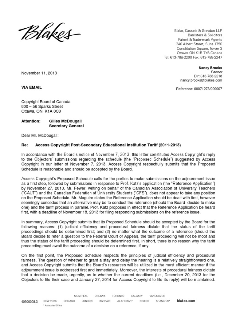 11nov2013 Letter To G McDougall | PDF | Copyright | Mootness