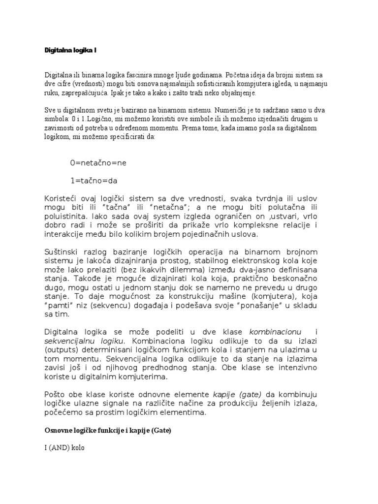 Digitalna Logika I | PDF