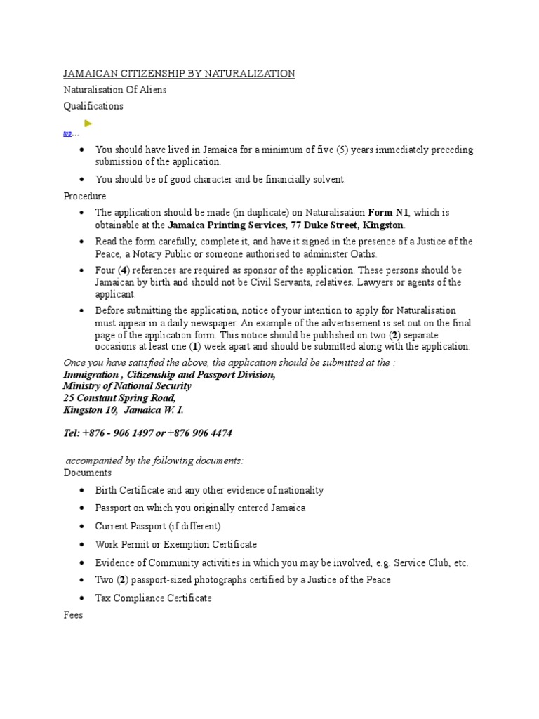 Jamaican Citizenship By Naturalization Pdf Naturalization Passport 3171