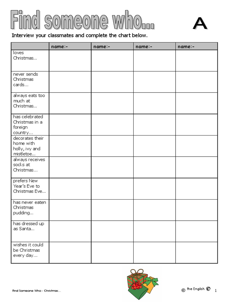 Christmas Classmate Interview Activity | PDF | Home & Garden