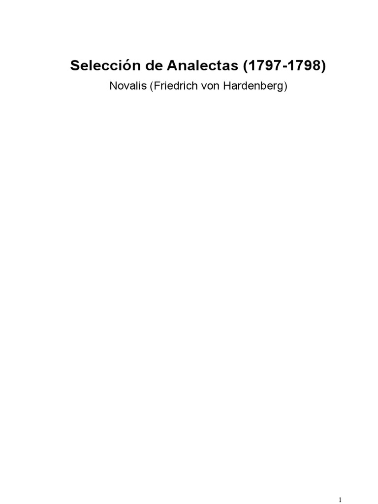 Novalis - Seleccion de Analectas-1797-1798 | PDF | Comportamiento religioso y experiencia ...