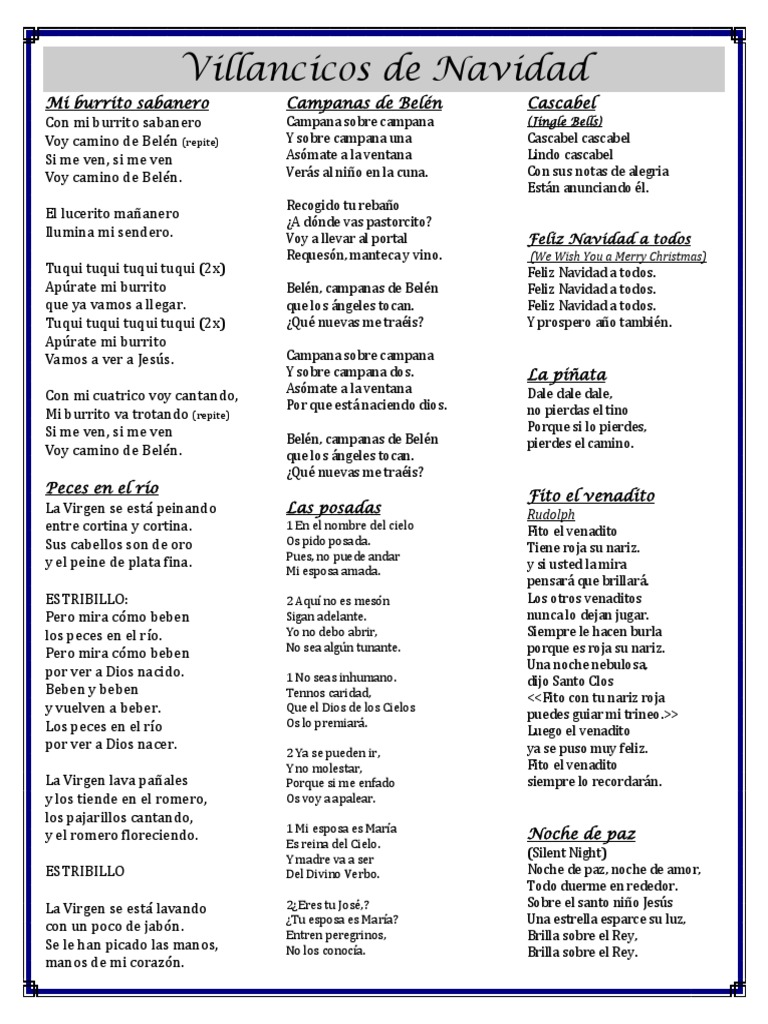 Letras de Villancicos Navideños | PDF | Navidad | Vacaciones de invierno