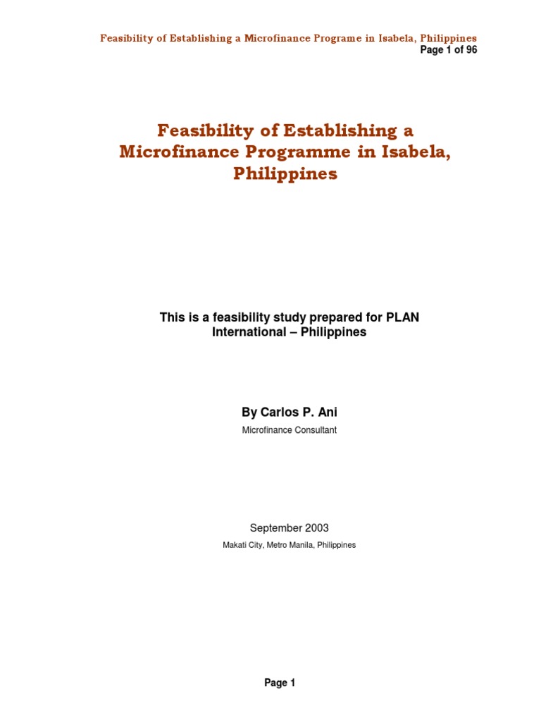 Feasibility ASKI Isabela Philippines | PDF | Microfinance | Loans