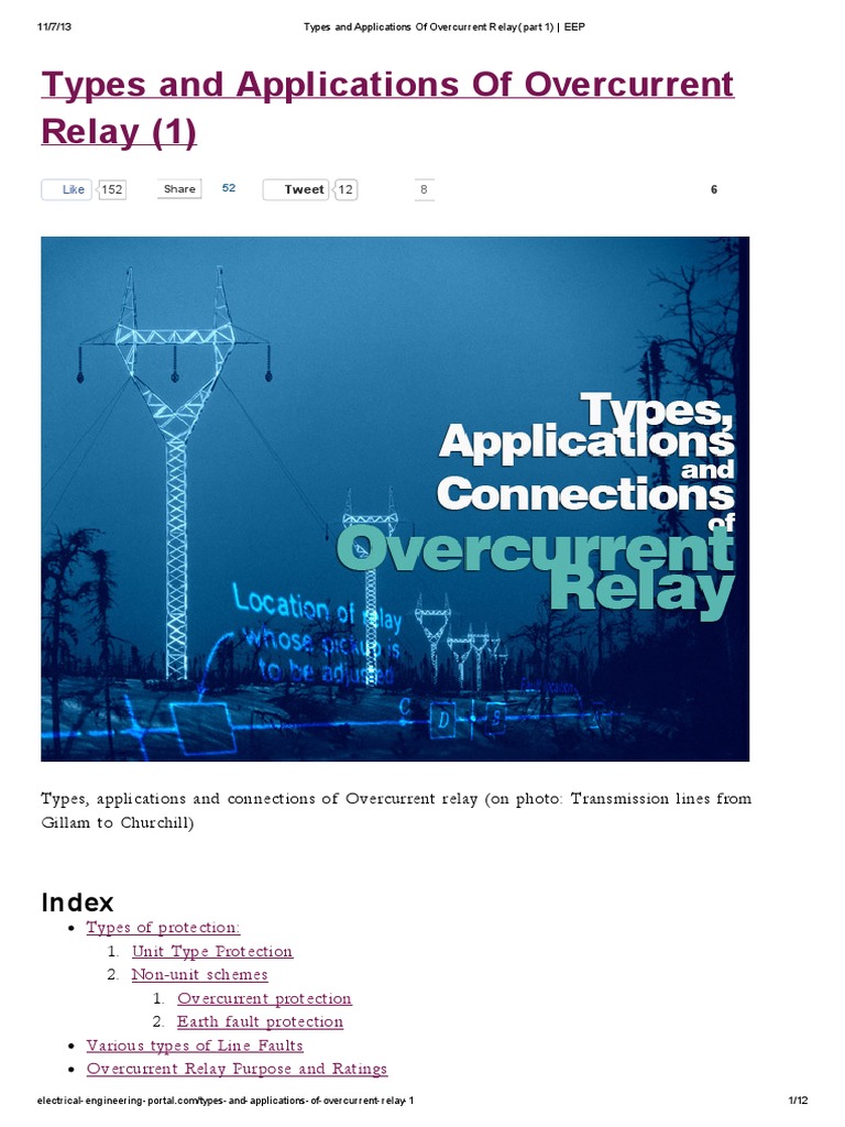 Types and Applications of Overcurrent Relay (Part 1) - EEP | PDF ...