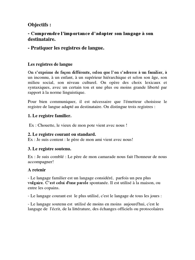 Registres de Langues | PDF