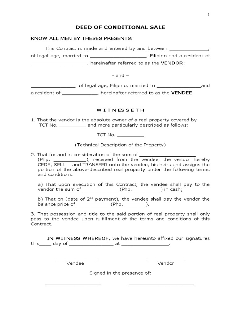 Real Estate Conditional Sale Agreement | PDF