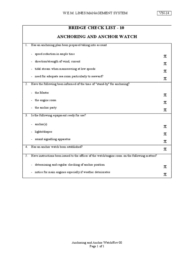 Bridge Checklist: Anchoring Guide | PDF | Home & Garden | Technology ...