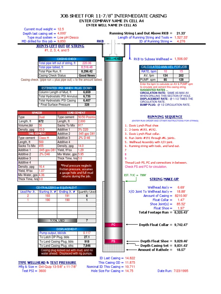 Cementing Casing Sub Sea | PDF | Casing (Borehole) | Pressure