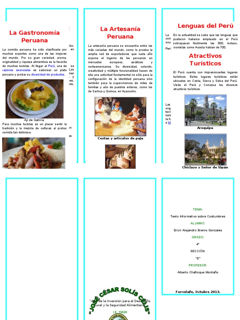 TRIPTICO COSTUMBRES DE NUESTRO PERÚ