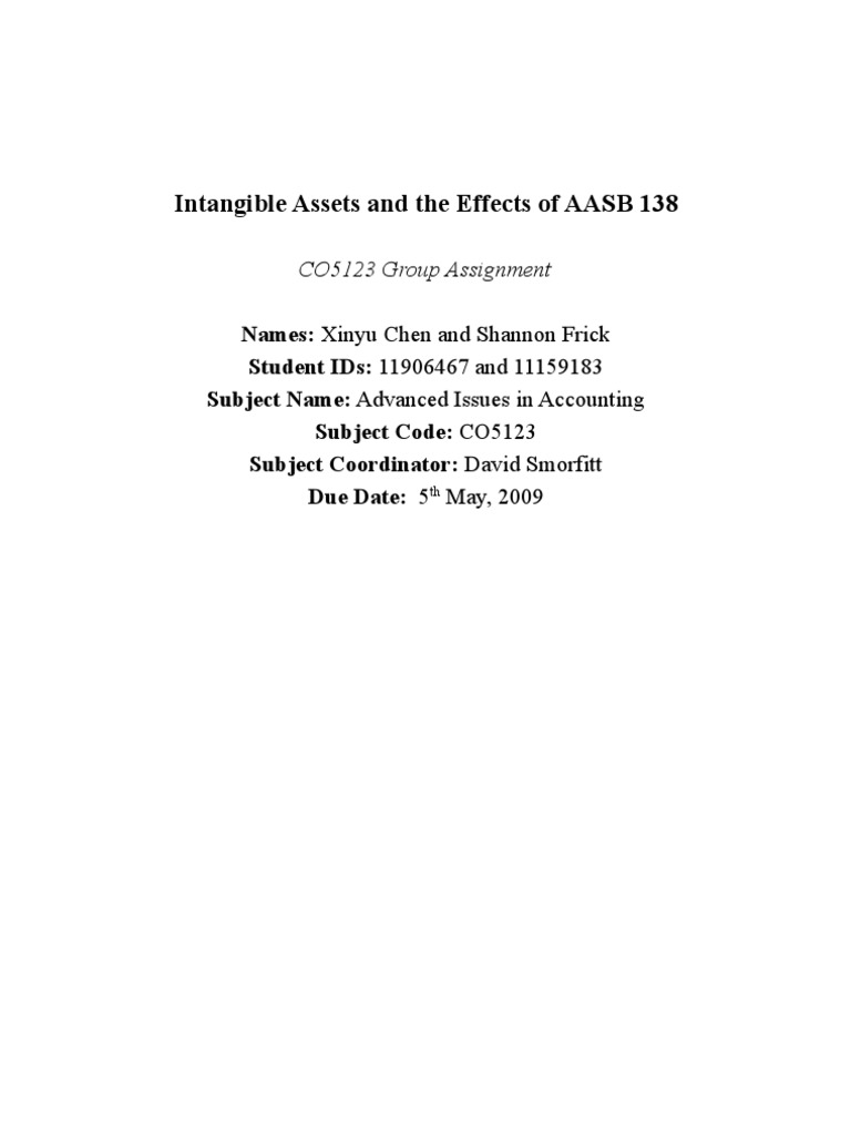 CO5123 Assignment - Final | PDF | Goodwill (Accounting) | Intangible Asset